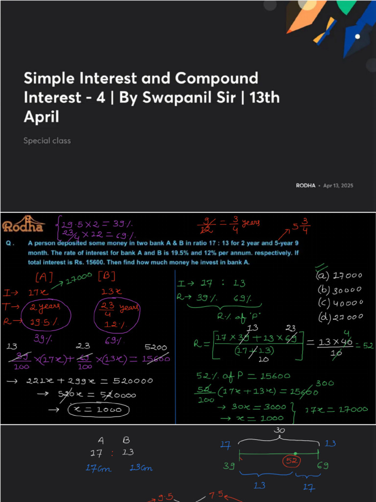 Simple Interest and Compound Interest | PDF