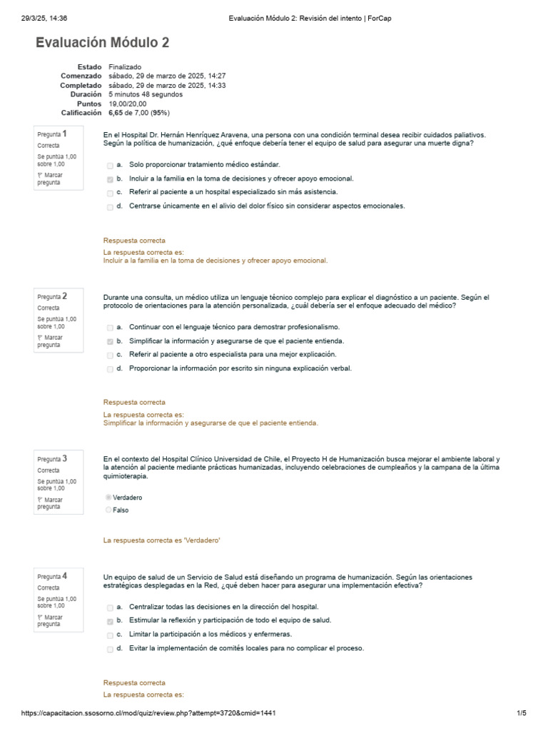 Evaluación Módulo 2 - Revisión Del Intento - ForCap | PDF | Hospital ...