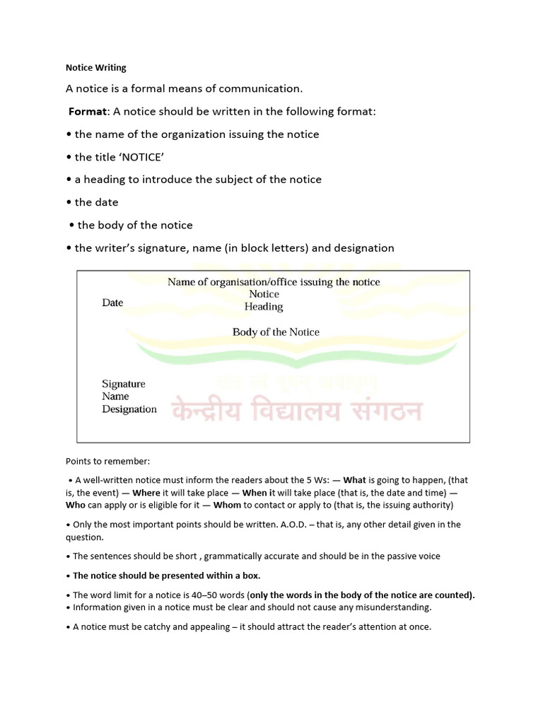 Notice Writing Class 12 | PDF