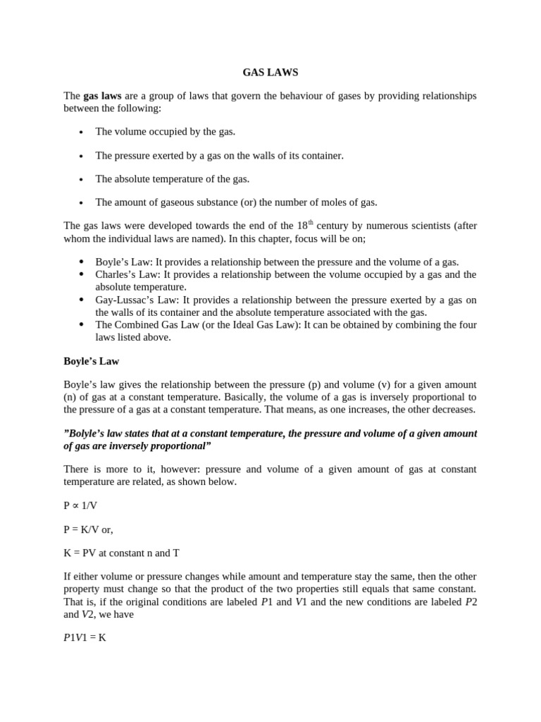 Gas Laws | PDF | Gases | Temperature