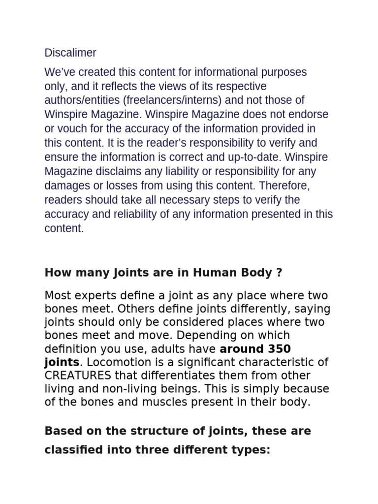 Joints of The Human Body | PDF | Anatomical Terms Of Motion | Joint