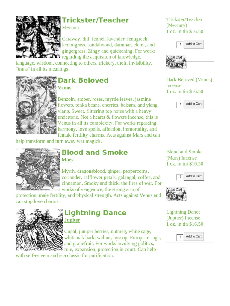 Planetary Incense Correspondences | PDF