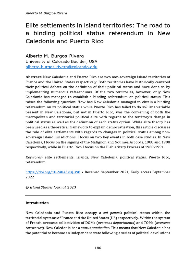 81132 Elite Settlements in Island Territories the Road to a Binding ...