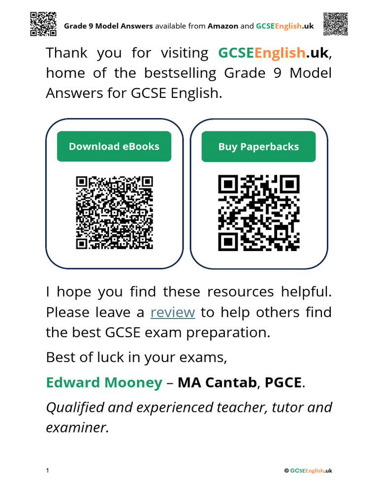 Grade 9 Model Answers for GCSE English | PDF | Macbeth | Strange Case ...