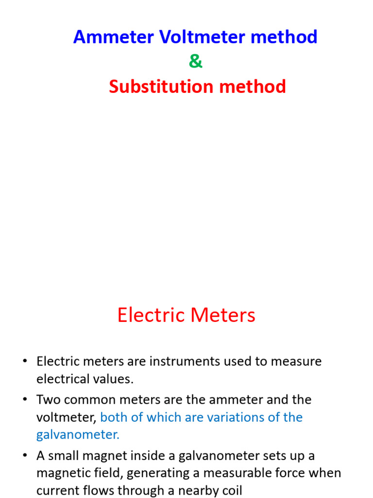 Ammeter Voltmeter Method | PDF | Electricity | Electrical Engineering