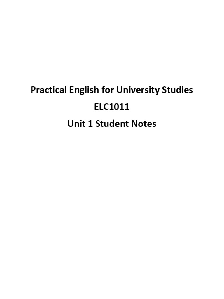 ELC1011 Unit 1 Student Notes 2021-2022 | PDF | Corporate Social ...