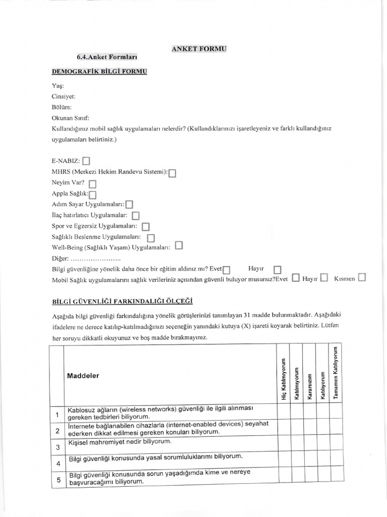 Anket Formu | PDF
