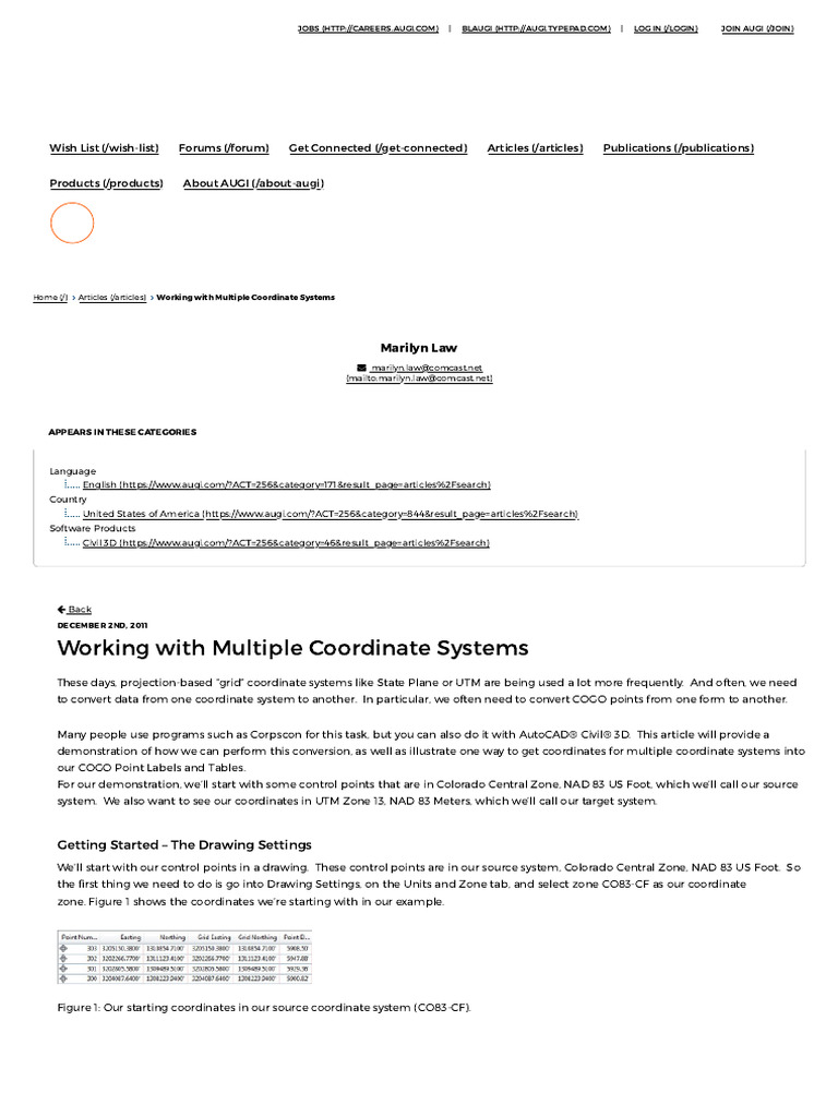 Working With Multiple Coordinate Systems AUGI | PDF | Microsoft Excel ...