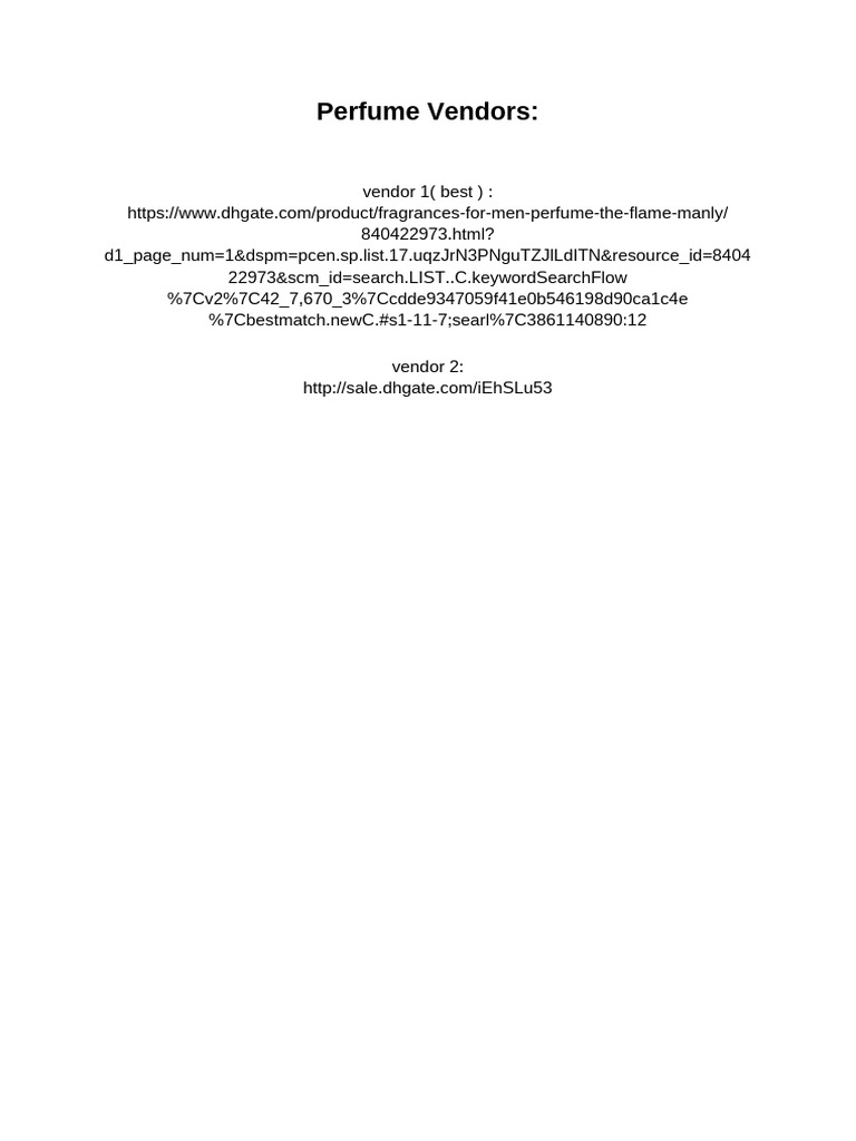 Perfume Vendors | PDF