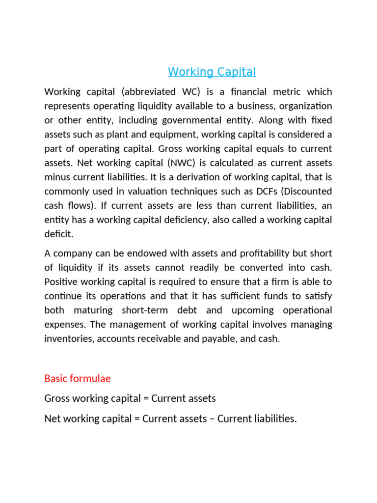 Working Capital NOTES MOD 3 | PDF | Working Capital | Balance Sheet