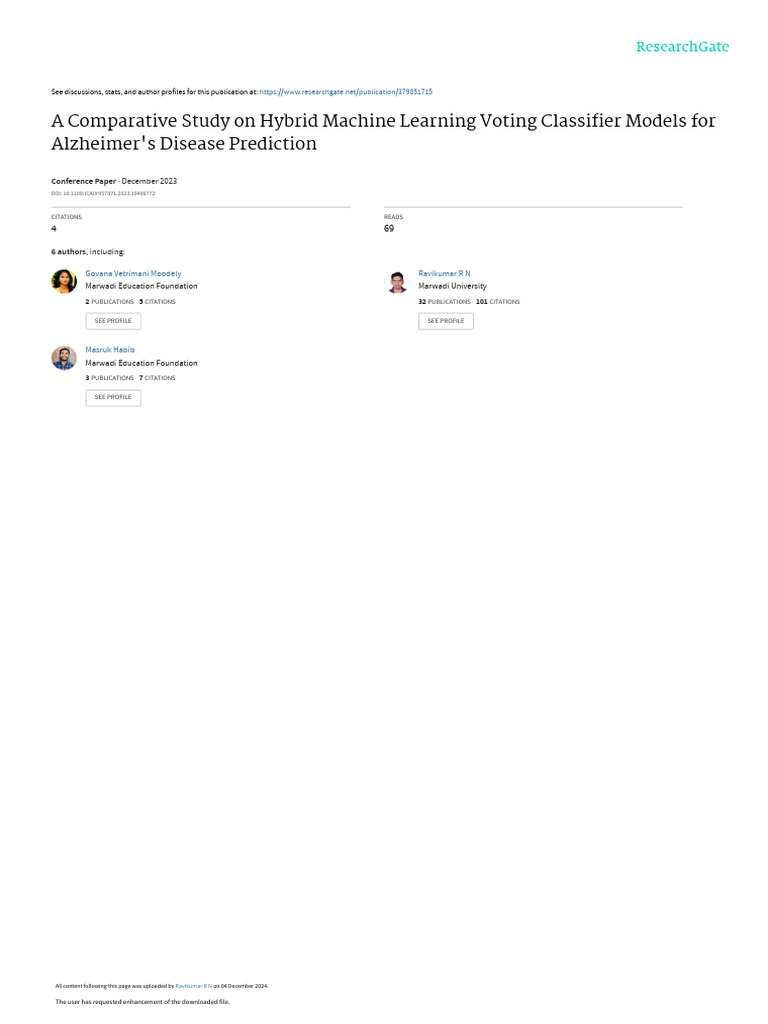 A Comparative Study On Hybrid Machine Learning Voting Classifier Models For Alzheimers Disease ...
