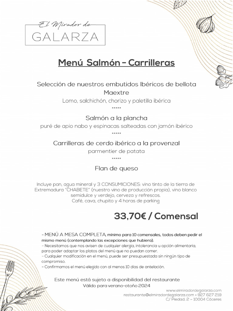 Menu Salmon Carrilleras | PDF
