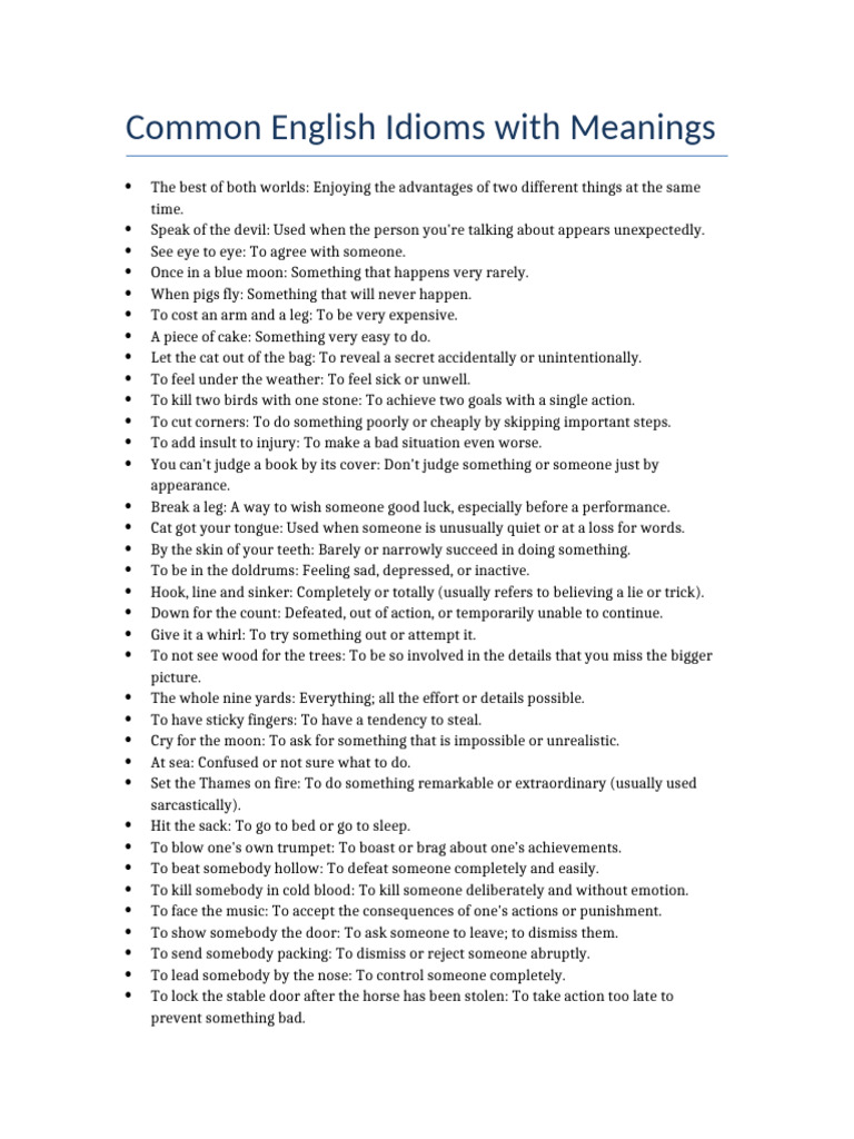 English Idioms Collection | PDF