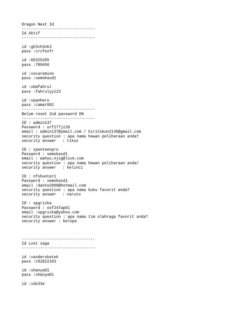 Id Dragon Nest | PDF