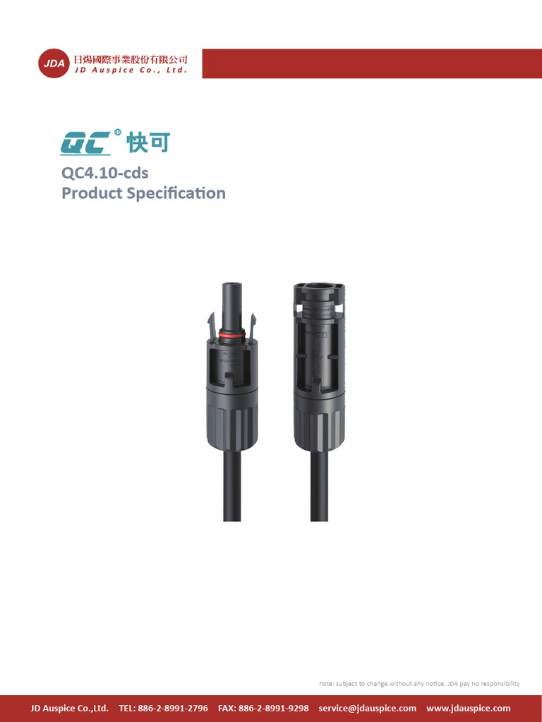 QC4.10-cds Product Specification - 20240328 | PDF | Electrical Connector | Electronics