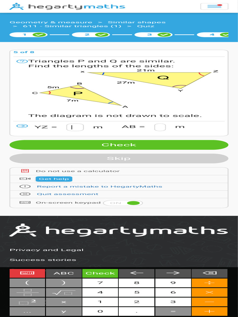 Similar Triangles Quiz and Solutions | PDF
