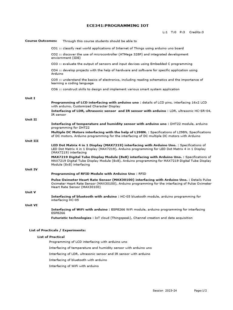 FRM Course Syllabus IPDownload | PDF | Arduino | Internet Of Things