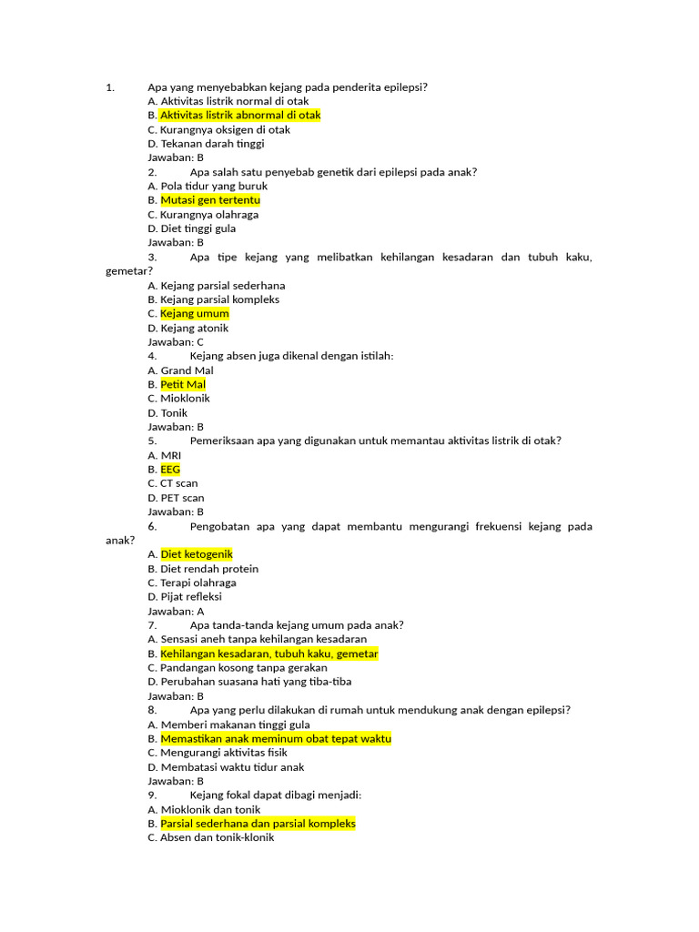 Penyebab dan Tipe Kejang Epilepsi Anak | PDF