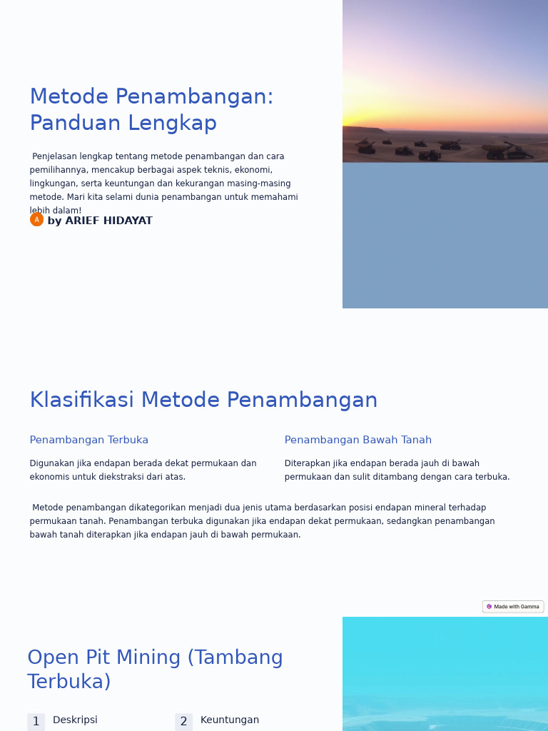 Metode Penambangan Panduan Lengkap | PDF