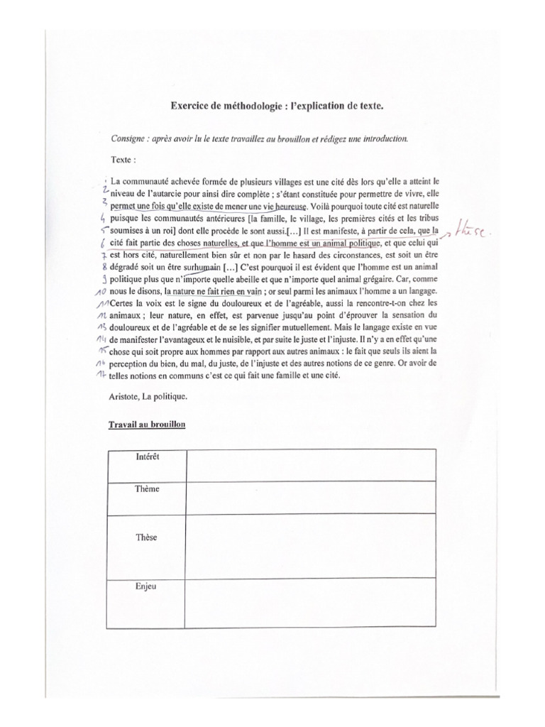 Exercice de Méthodologie L'explication de Texte. | PDF