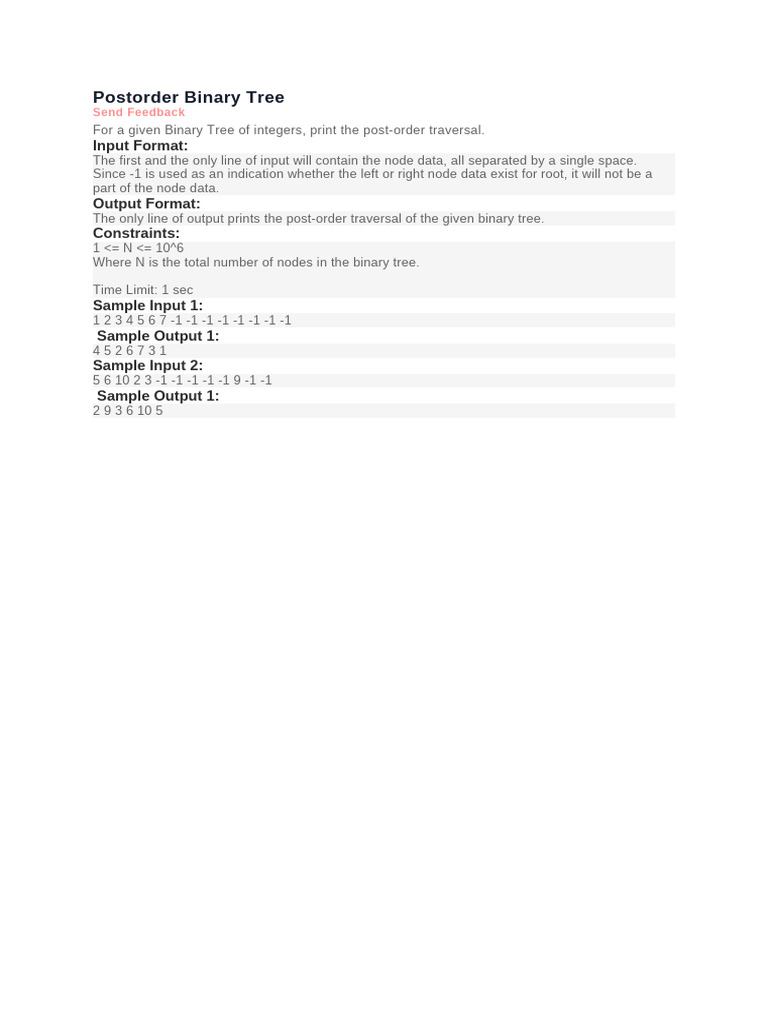 Postorder Traversal of Binary Tree | PDF