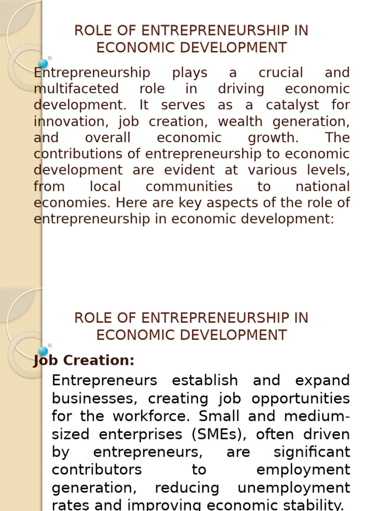 4 Unit 1 Role of Entrepreneurhship in Economic Development | PDF ...