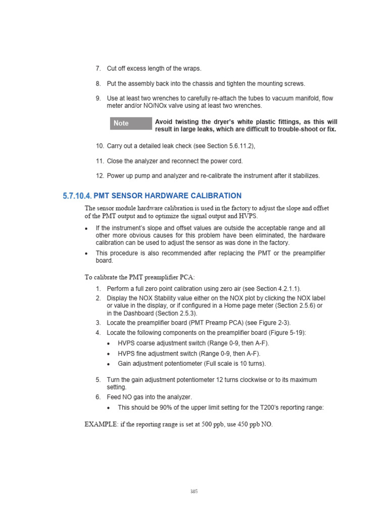 NOx Preamp Adjustment | PDF | Calibration | Electronics