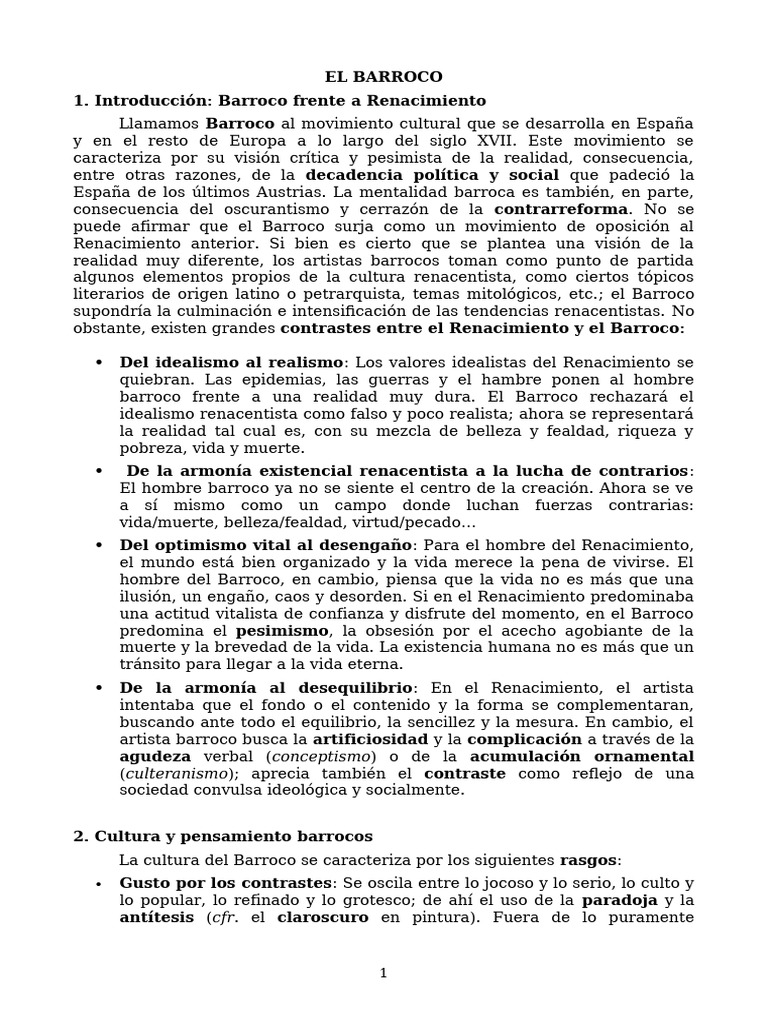 Generalidades Sobre El Barroco | PDF | Barroco | Renacimiento