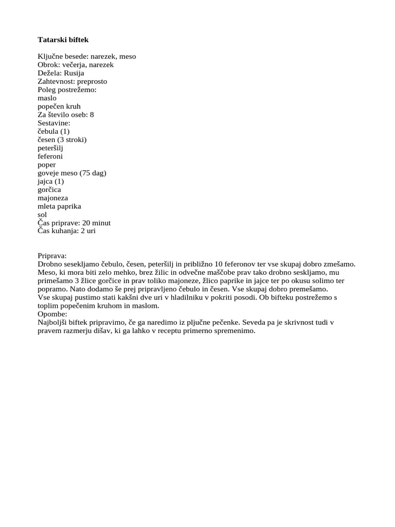 Tatarski Biftek | PDF