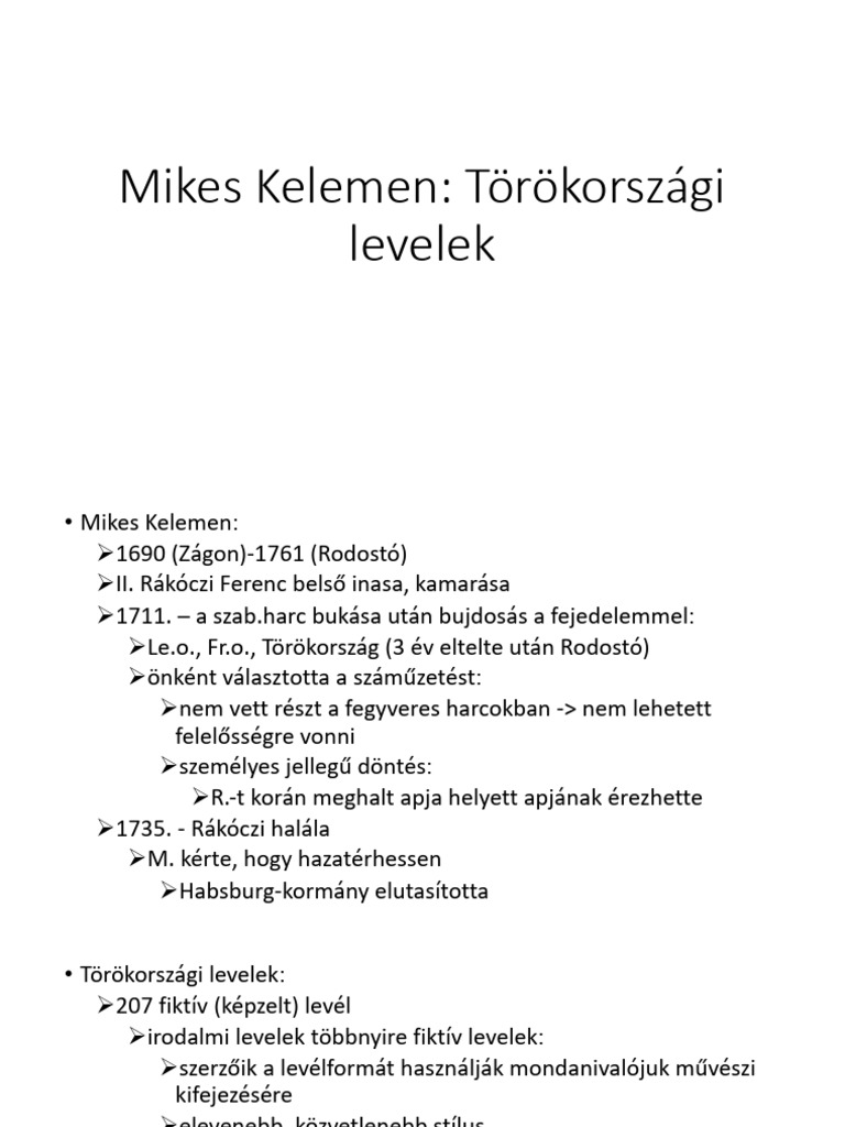 Mikes Kelemen - Törökországi Levelek | PDF