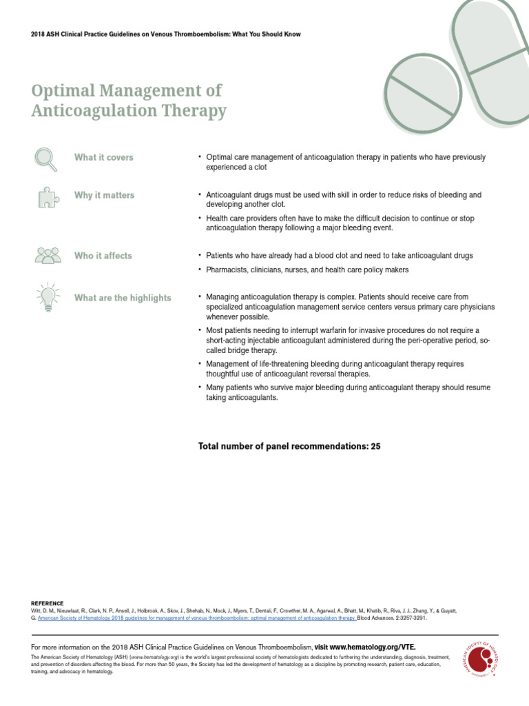 2018 ASH VTE Anticoagulation Guidelines | PDF | Thrombosis | Bleeding