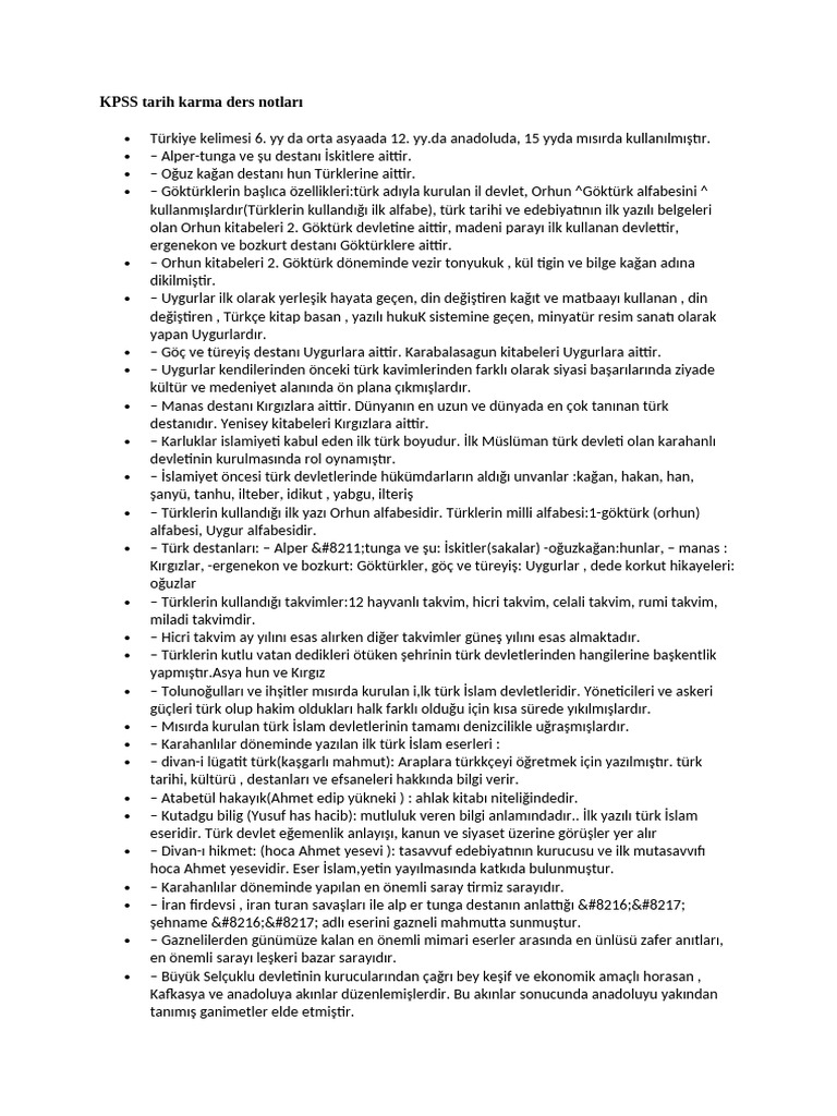 Kpss-Tarih-Önemli-Notlar- | PDF