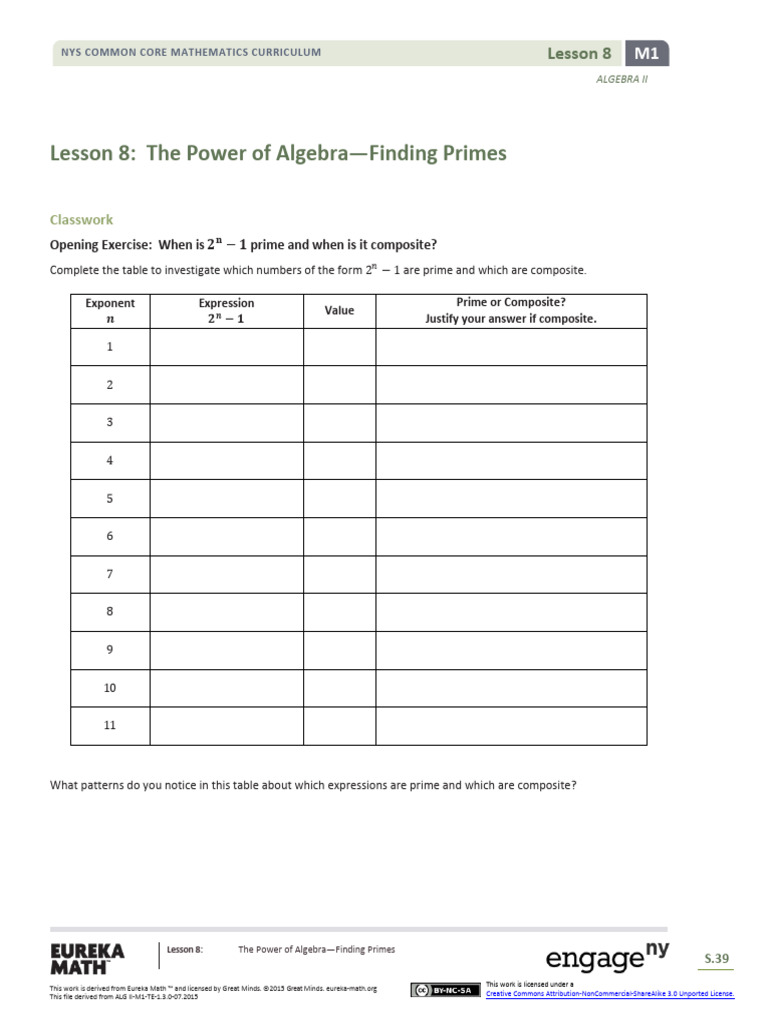 algebra-ii-m1-topic-a-lesson-8-student | PDF | Numbers | Prime Number