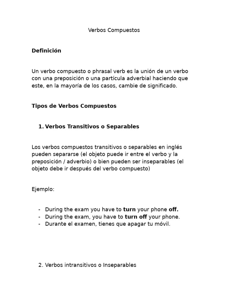 Verbos Compuestos | PDF