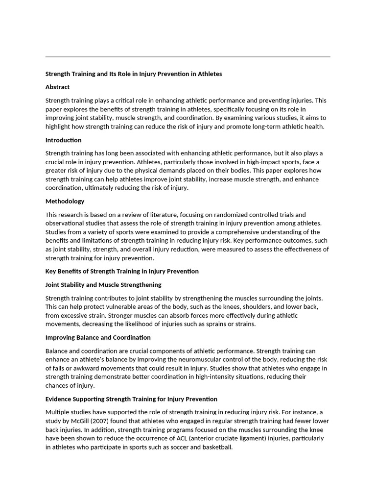 Strength Training for Athlete Injury Prevention | PDF | Strength ...