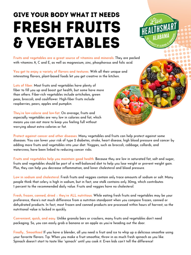 Importance of Fruits and Vegetables | PDF | Vegetables | Fruit
