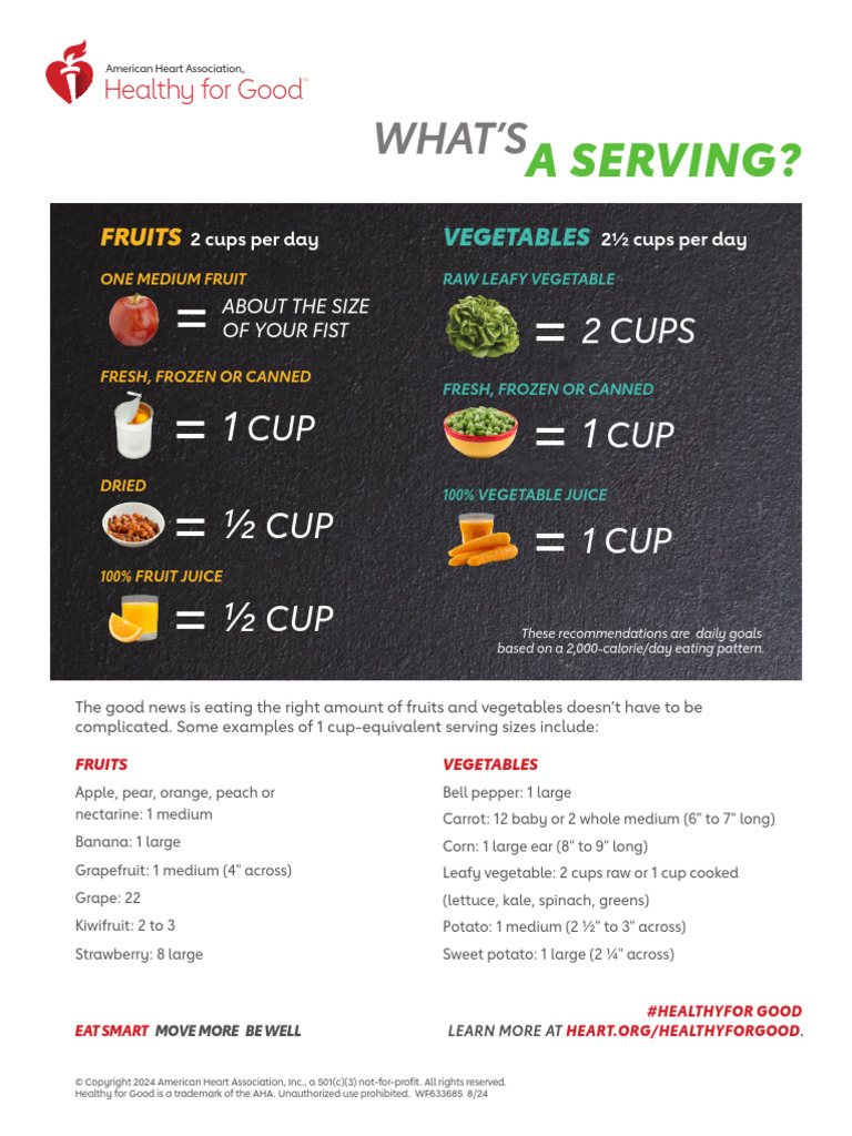 Fruit and Vegetable Serving Sizes Infographic PDF | PDF | Fruit ...