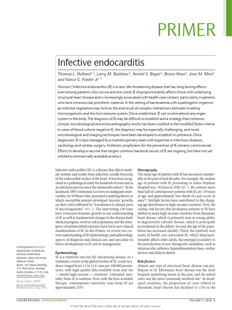 Endocarditis Nature | PDF | Infection | Clinical Medicine