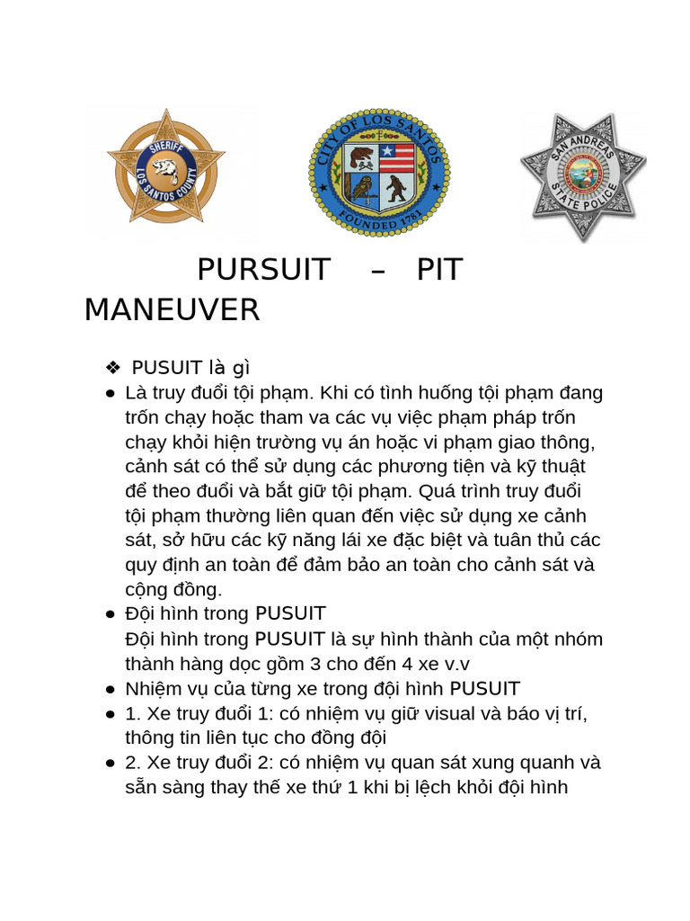 PURSUIT – PIT MANEUVER | PDF