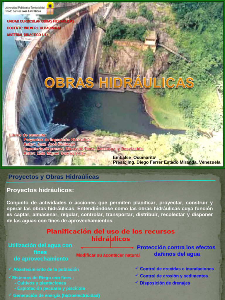 Clases 1.1. Obras.hidr | PDF | Agua subterránea | Represa
