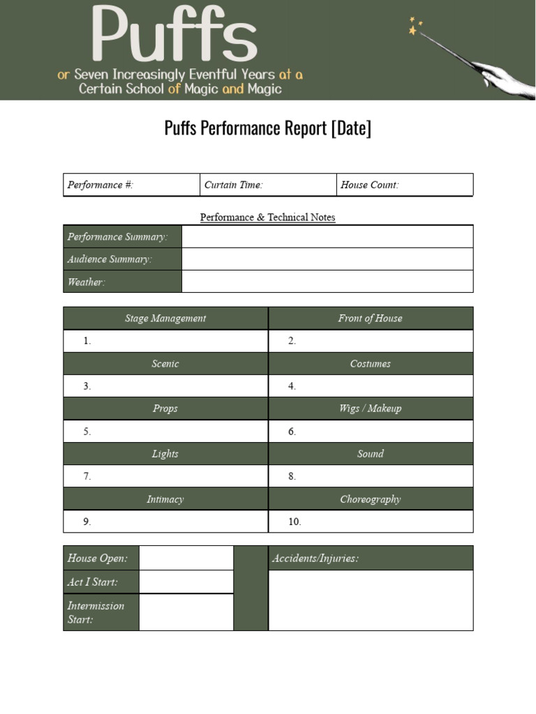 Blank Stage Management Performance Report | PDF