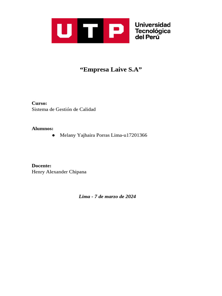 Empresa Laive-tarea 1 SGC | PDF | Calidad (comercial) | Business