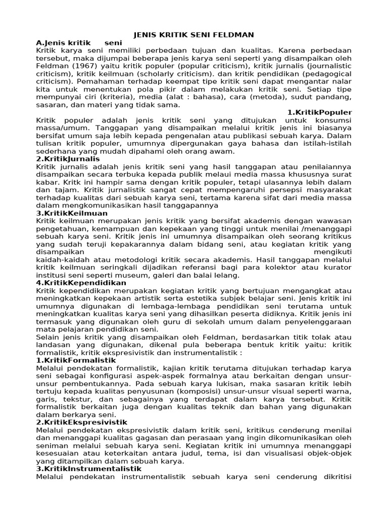 Jenis Kritik Seni Feldman | PDF