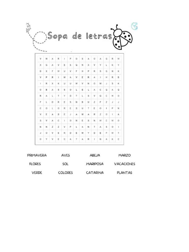 Sopa de Letras Primavera | PDF
