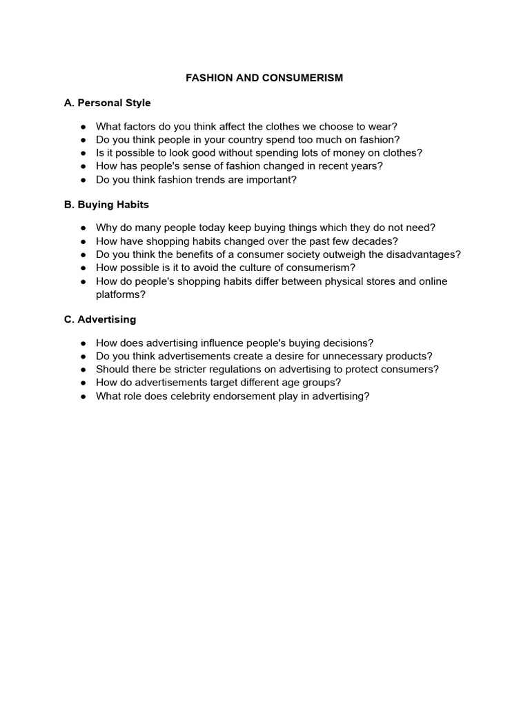 IELTS SPEAKING PART 3-Fashion | PDF
