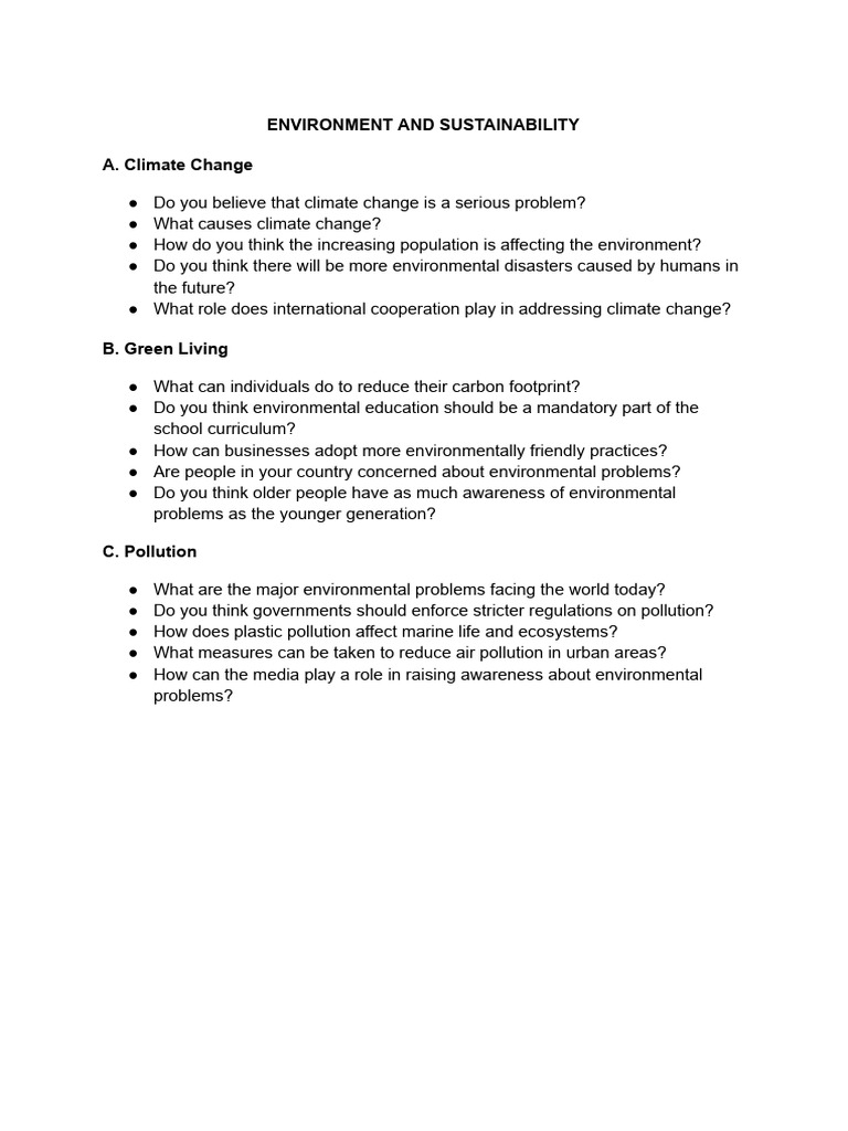 Environment and Sustainability Q&A | PDF