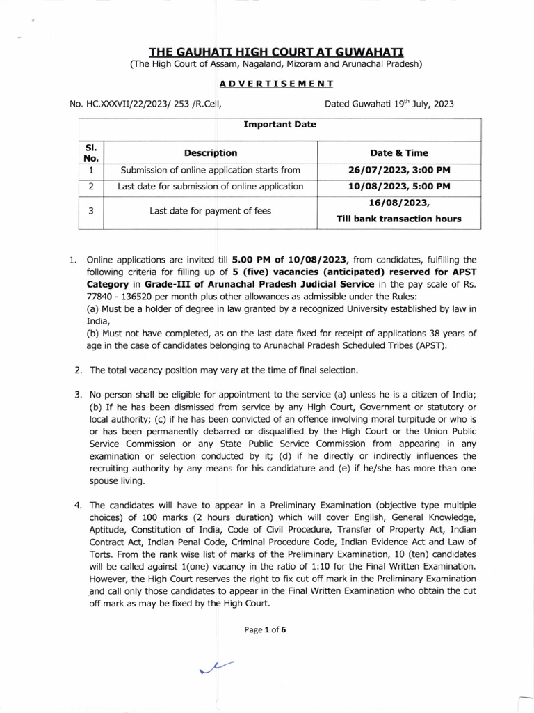 Notification 19 07 2023 1 | PDF | Thesis