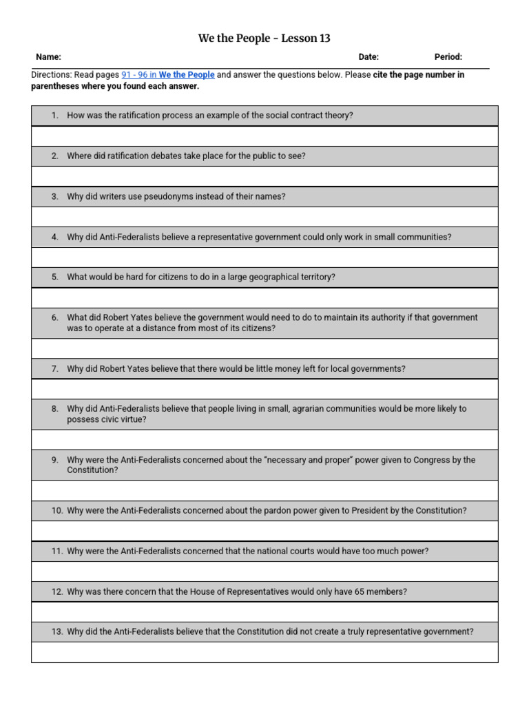 We The People - Lesson 13 | PDF