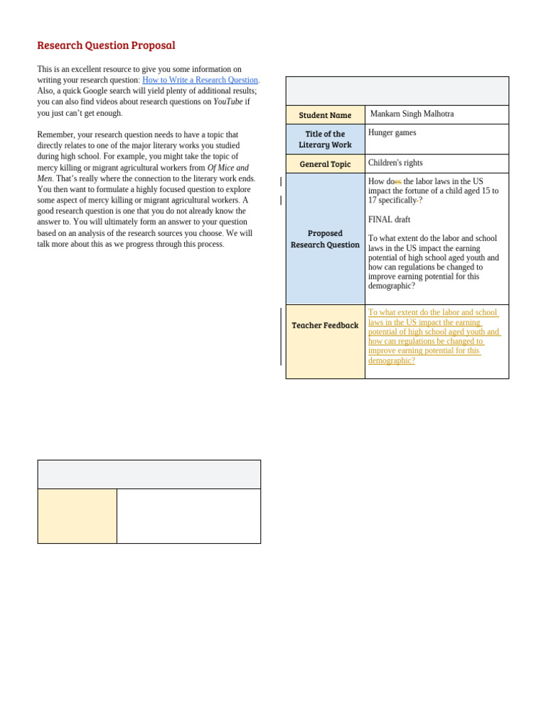 Research Question Proposal | PDF
