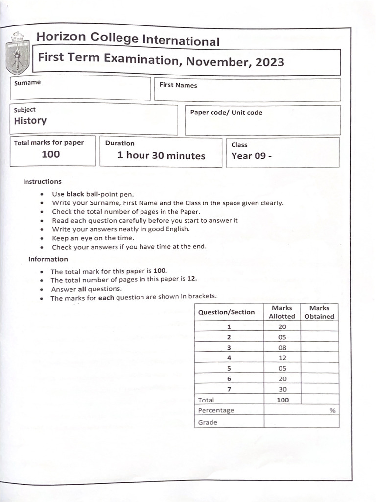 Year 9 T1 Maths Paper | PDF